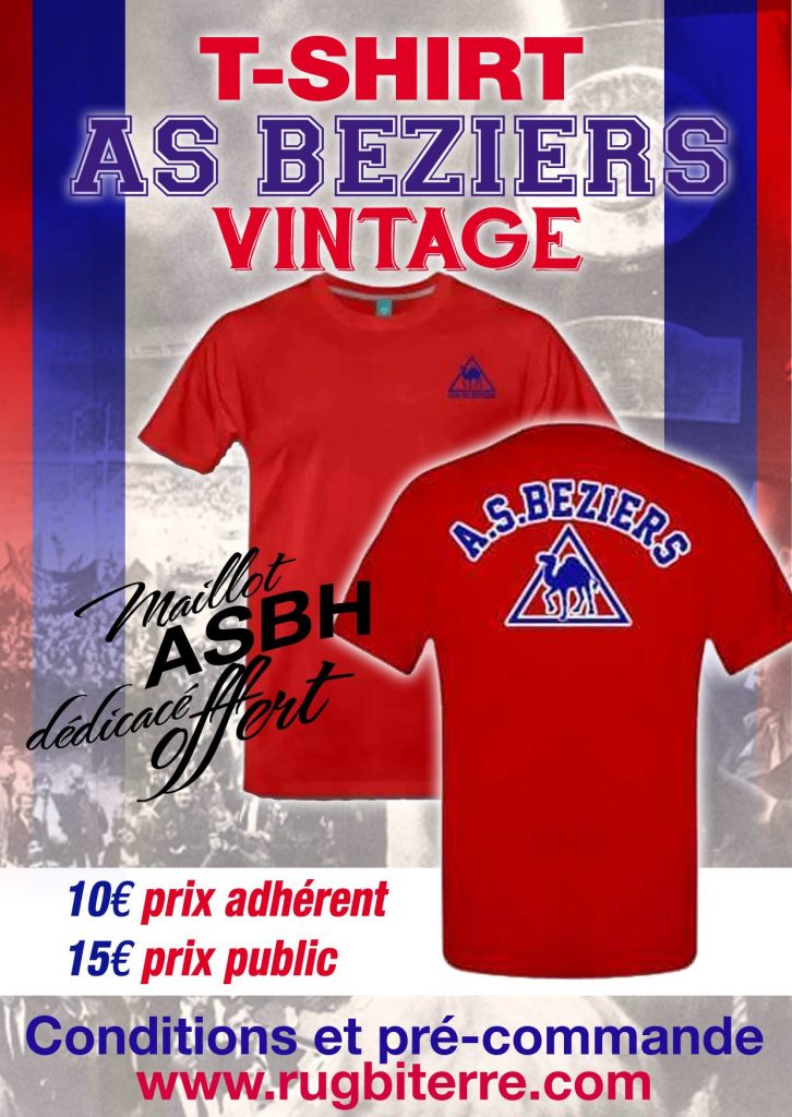 T-SHIRT AS BEZIERS VINTAGE: Commande - Rugbiterre - Supporters ASBH